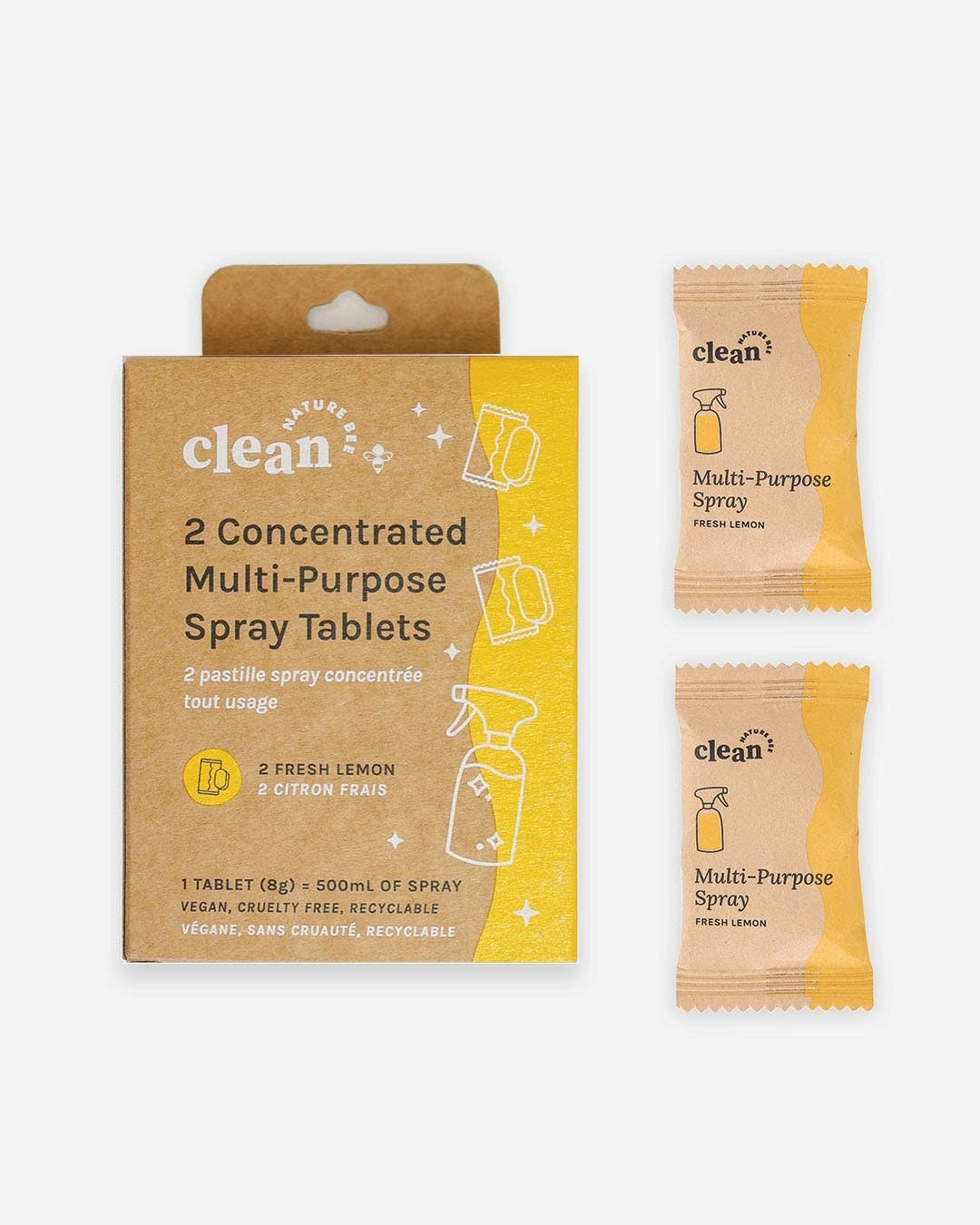 2 Fresh Lemon Multi-Purpose Cleaning Spray Tablets | 86 Plastic